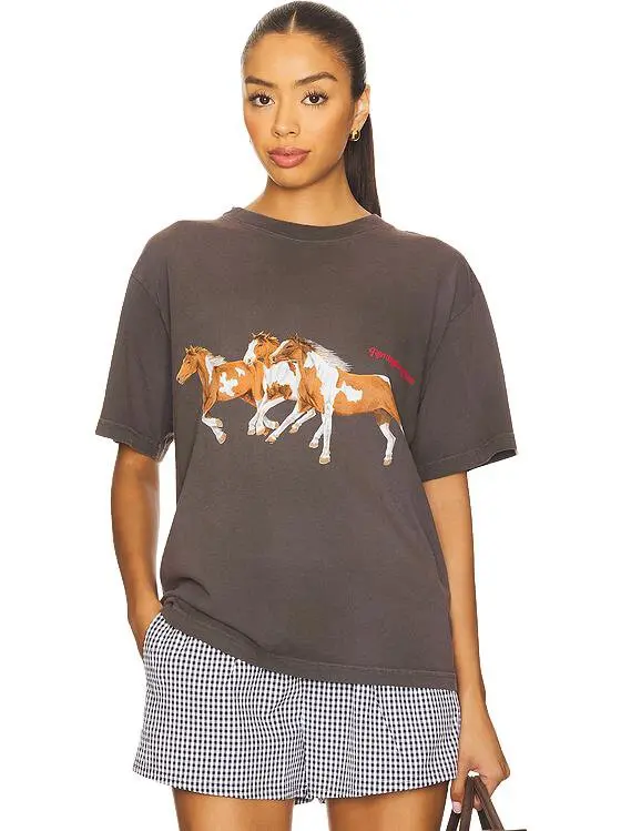 REMINGTON STONE Wild Horses Graphic Tee - Vintage Brown