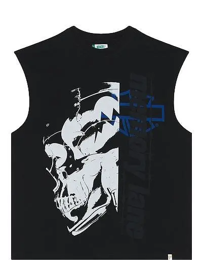 MEMORY LANE T3 Blitz Sleeveless Tee In Black - Light Gray