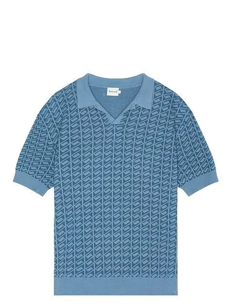 BOUND Harris Knit Polo In Blue - Blue Ocean