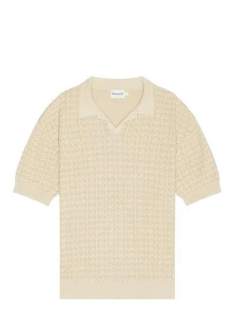 BOUND Harris Knit Polo In Cream - Desert Sand