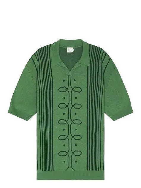 BOUND Andreas Knit Polo In Green - Hunter Green
