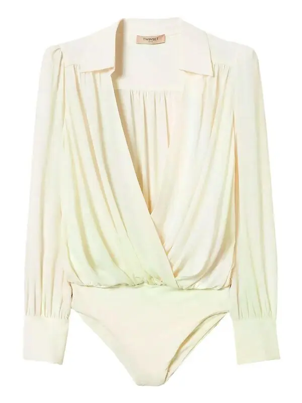 TWINSET Gathered Wrap-effect Blouse - White