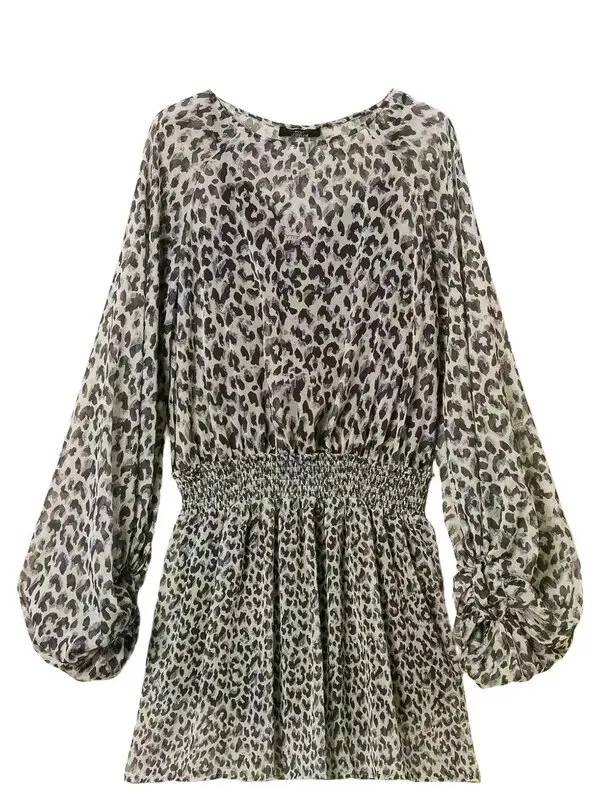 TWINSET Animal-print Smocked Dress - Grey
