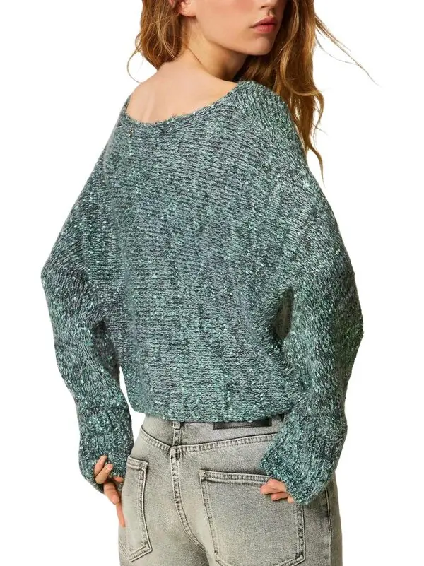 TWINSET Speckled Boat-neck Pullover - Green
