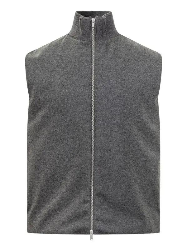 JIL SANDER Wool Gilet With Zip - Grey