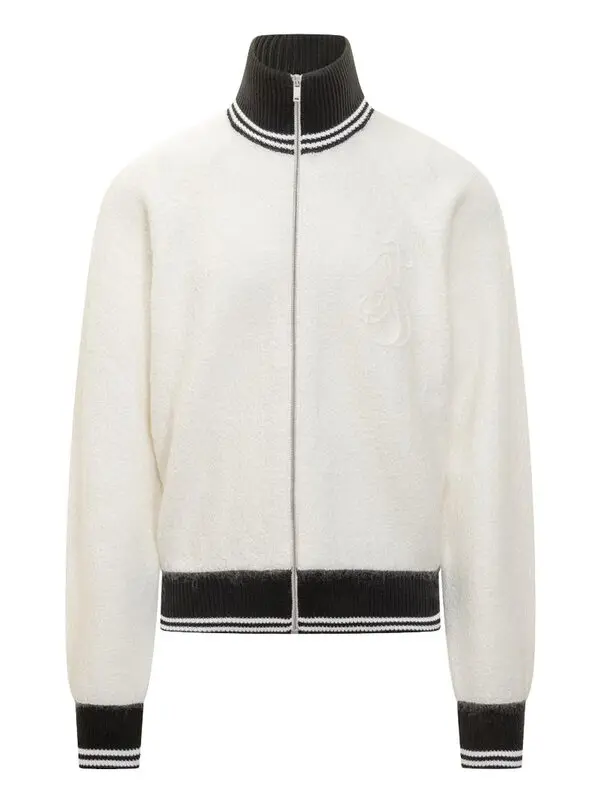 JIL SANDER Two-tone Knit Jacket With Zip - White