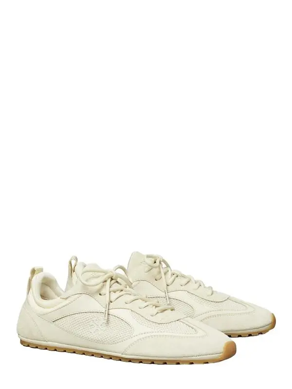 Tory Burch Field Metallic Leather Sneaker - Light Cream