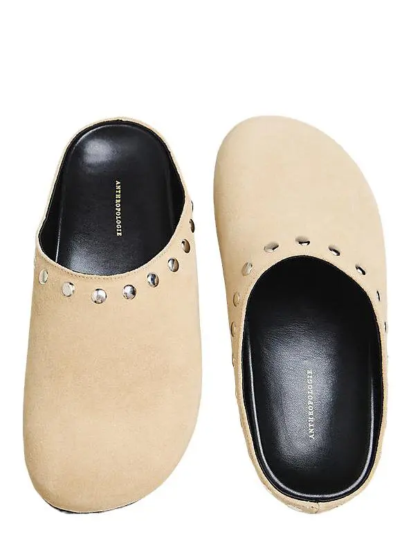 Anthropologie Studded Clogs - Taupe Suede