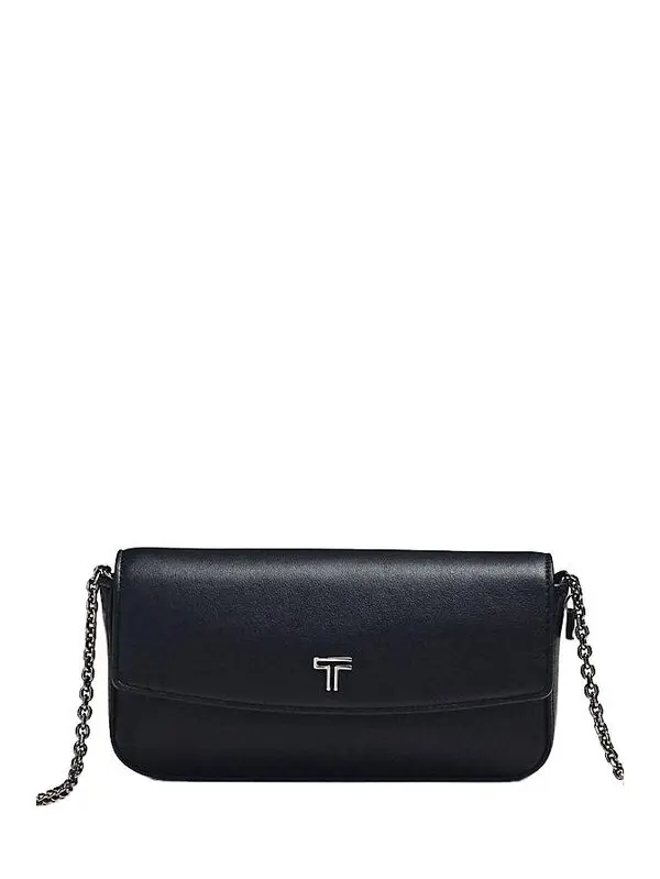 Tumi Leather Crossbody Bag With Chain Strap - Gunmetal