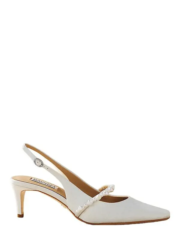 Badgley Mischka Gretel Mary Jane Slingback Heels - White Crepe