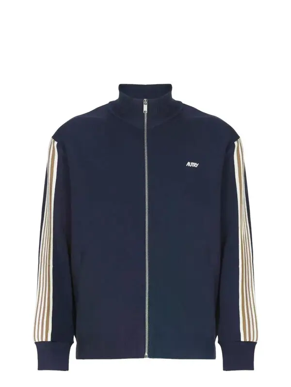 AUTRY Stripe-detail Zip-up Sweatshirt - Blue