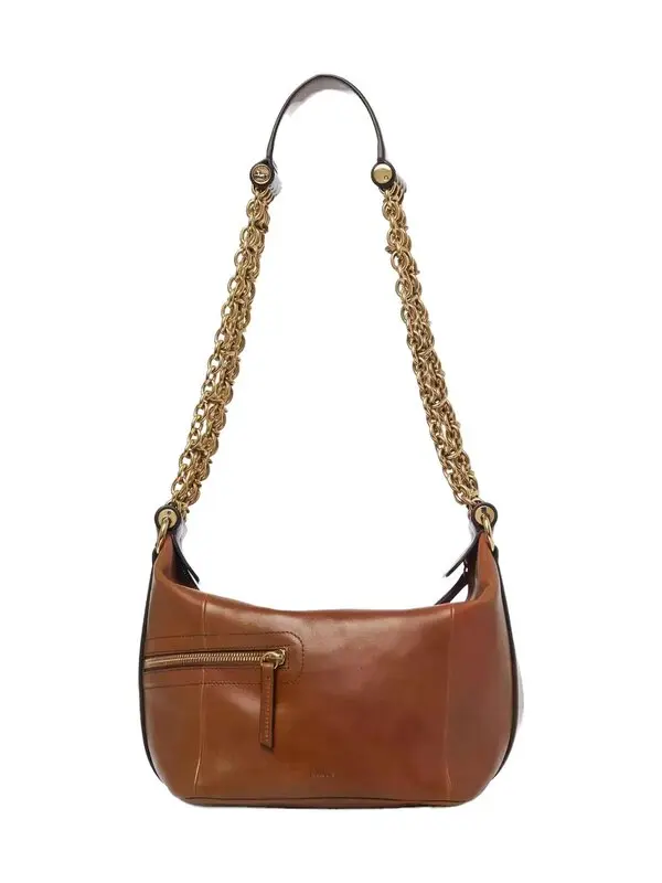 Chloé Chain-trimmed Leather Shoulder Bag - Brown