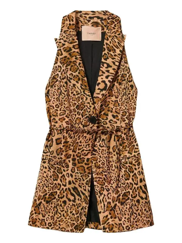 TWINSET Leopard Print Waistcoat - Brown