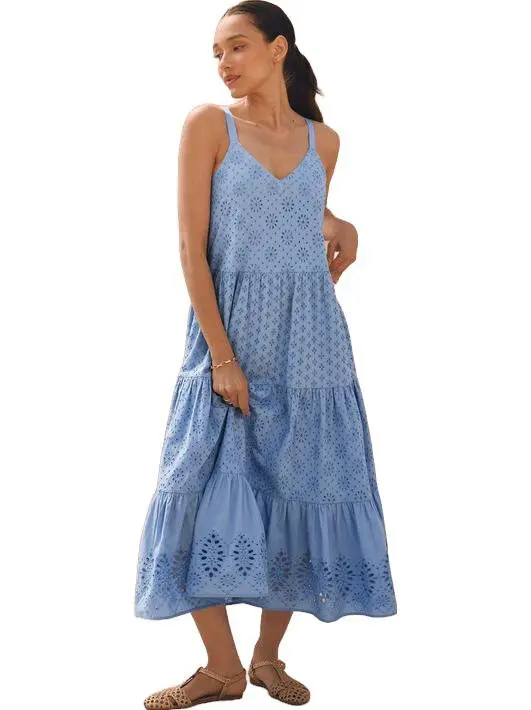 Splendid Wynona Eyelet Maxi Dress - Blue