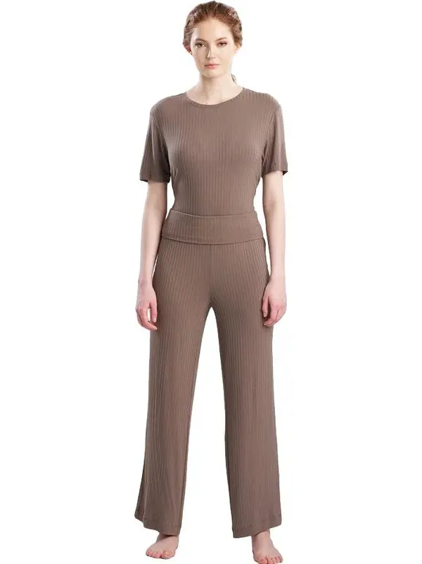 Natori Skye Rib Ease Pants - Brown