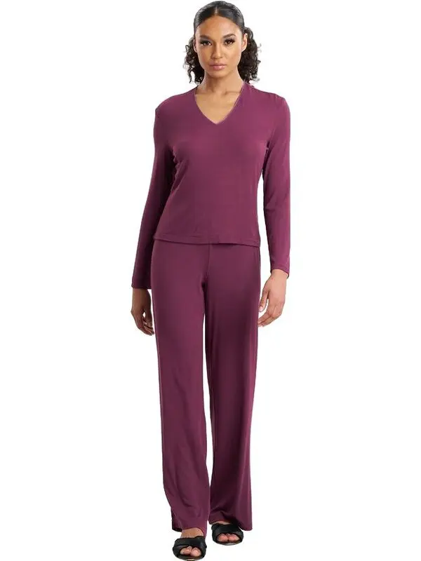 Natori Ribbed Long Sleeve Pajama Set - Natural