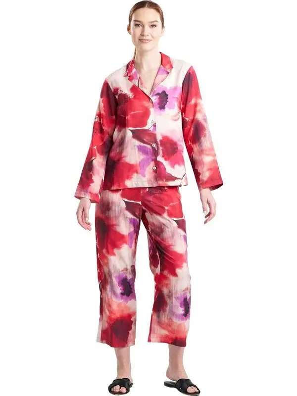 Natori Mizuki Notch Pajama Set - Red