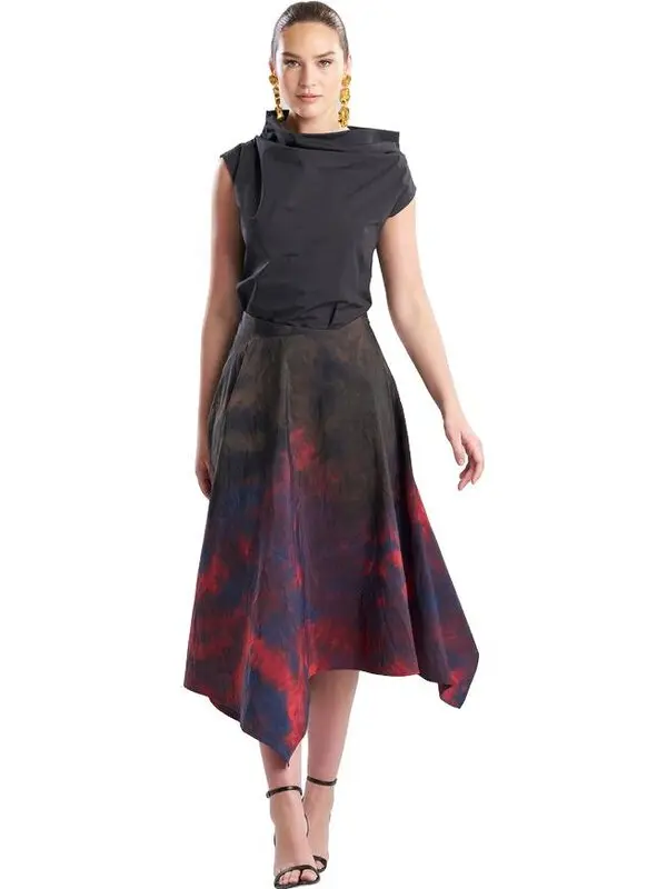 Natori Taffeta Origami Maxi Skirt - Red