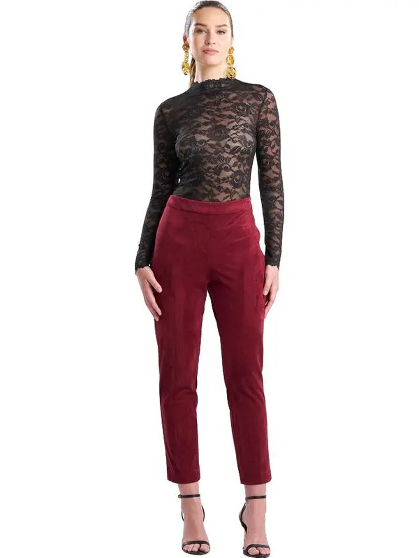 Natori Vegan Suede Ankle Pants - Red