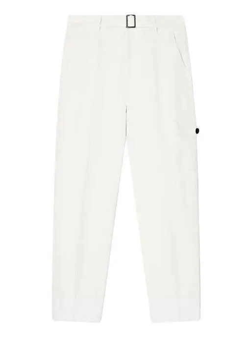 Emporio Armani Denim-effect Twill Cargo Trousers With Belt - White