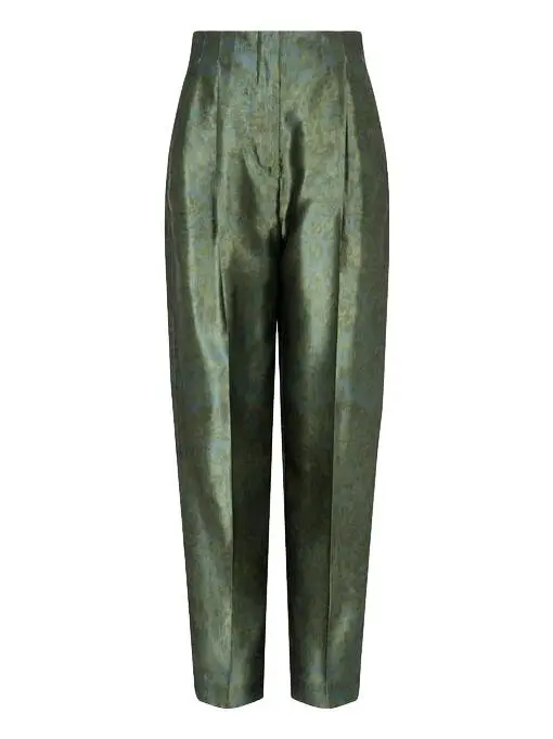 Giorgio Armani Printed Silk-shantung Trousers - Green