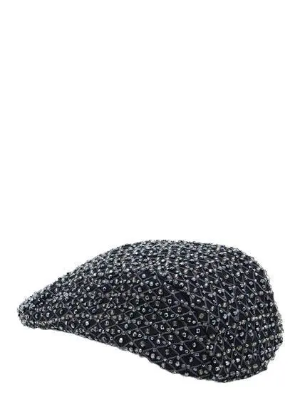Giorgio Armani Embroidered Wool Flat Cap - Black