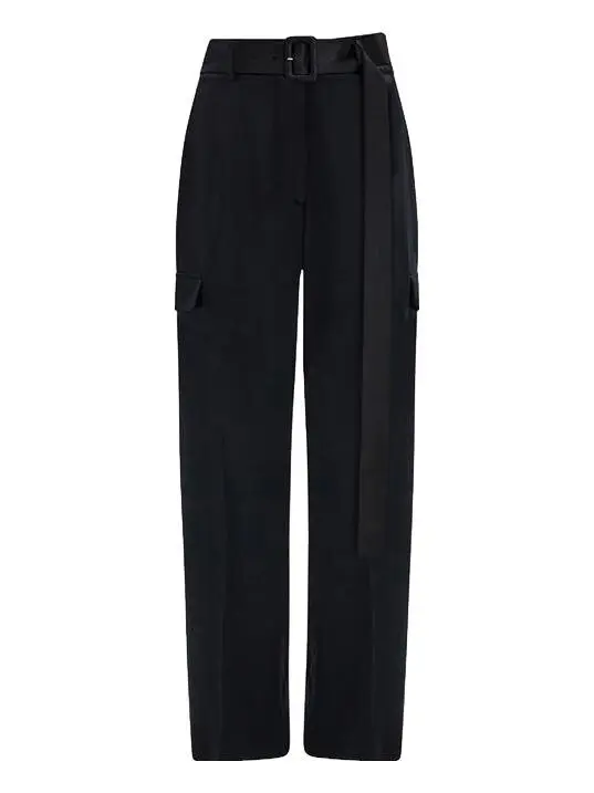 FERRAGAMO Satin Cargo Trousers - Black