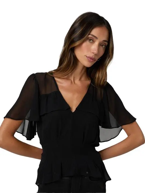 Paige Willa Silk Georgette Blouse - Black