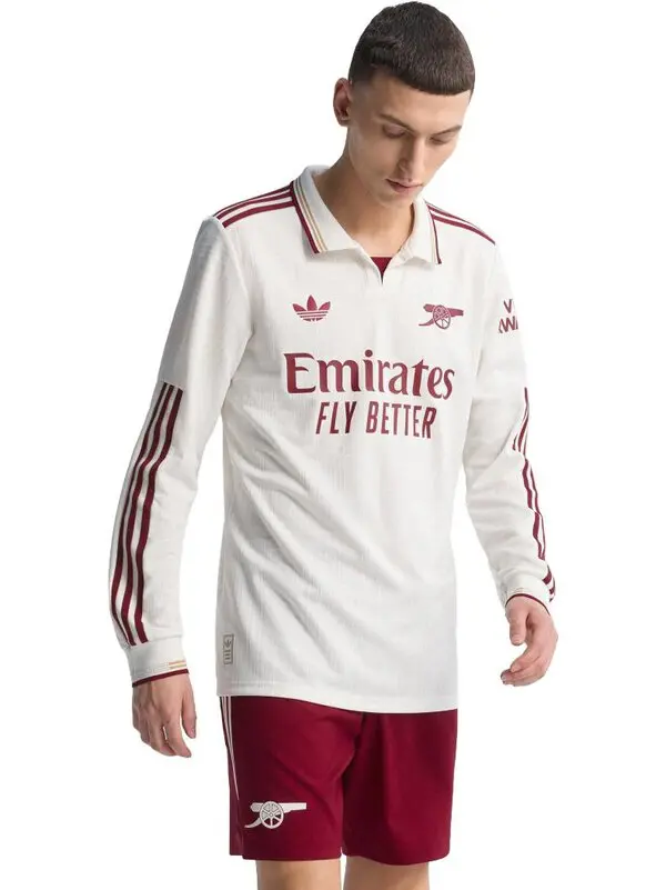 Adidas Arsenal 25/26 Long Sleeve Third Authentic Jersey - Cloud White / Team Coll Burgundy 2