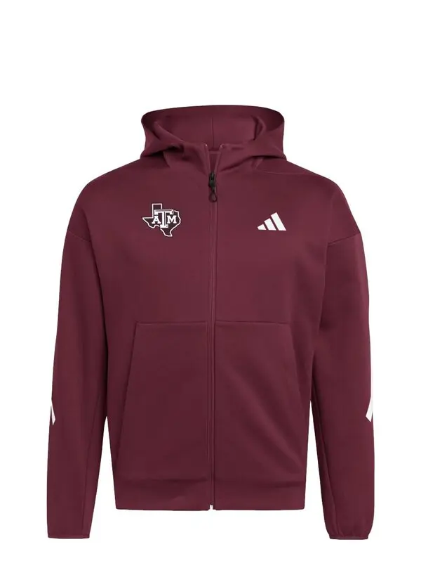 Adidas Texas A&m Aggies Z.n.e. Full-zip Hoodie - Team Maroon / White