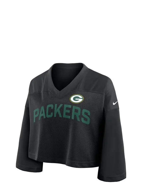 Nike Green Bay Packers Nfl Dri-fit Cropped Top - Black