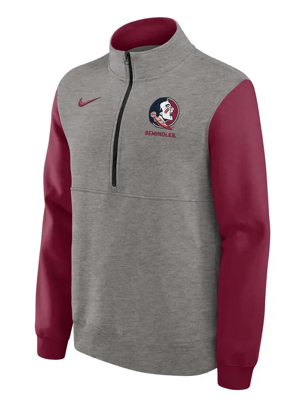 Nike Florida State Club 1/2-zip Crew - Grey