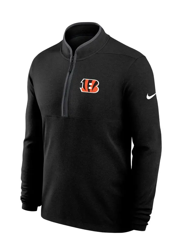 Nike Cincinnati Bengals Logo Victory Dri-fit Nfl 1/2-zip Long-sleeve Top - Black
