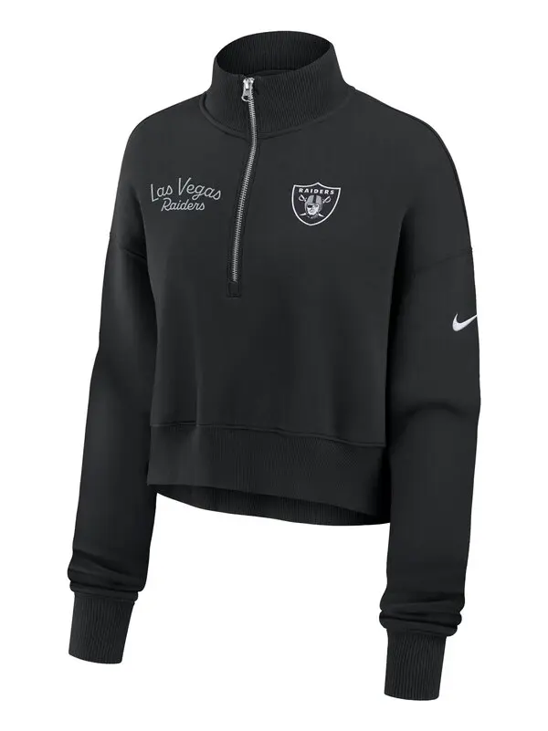Nike Las Vegas Raiders Phoenix Nfl Cropped 1/4-zip Crew - Black