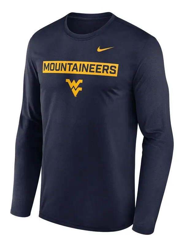 Nike West Virginia Primetime Legend 2-hit Dri-fit College Long-sleeve T-shirt - Blue