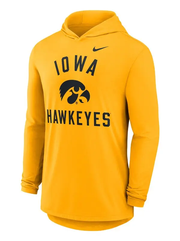 Nike Iowa Campus Arch Dri-fit College Long-sleeve Hooded T-shirt - Yellow