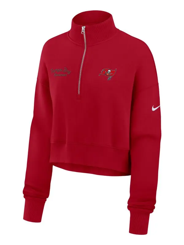 Nike Tampa Bay Buccaneers Phoenix Nfl Cropped 1/4-zip Crew - Red