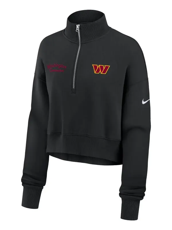 Nike Washington Commanders Phoenix Nfl Cropped 1/4-zip Crew - Black