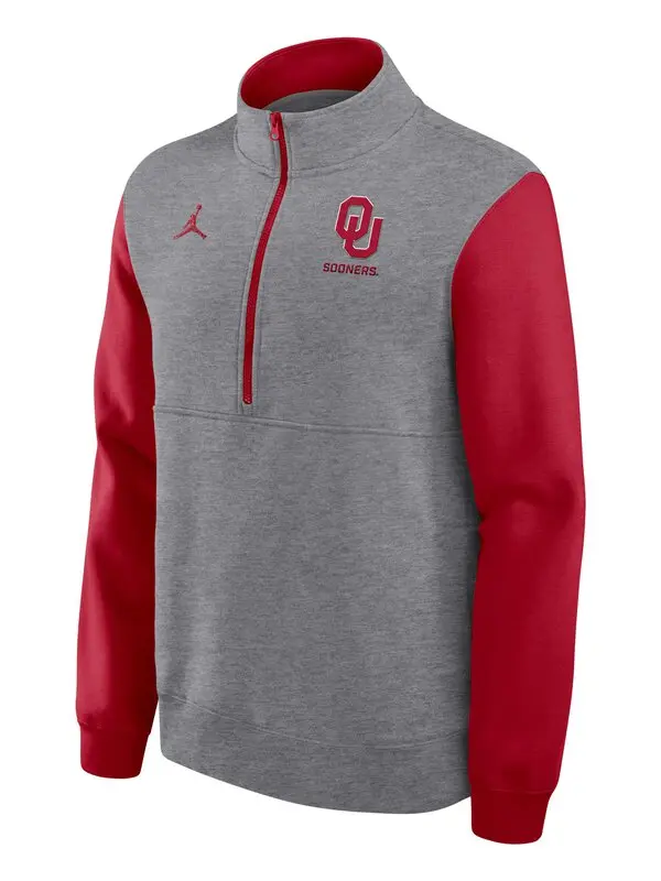 JORDAN Oklahoma Club Brand College 1/2-zip Crew - Grey