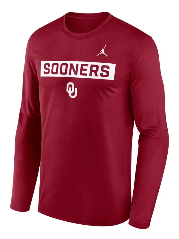 JORDAN Oklahoma Primetime Legend 2-hit Brand Dri-fit College Long-sleeve T-shirt - Red