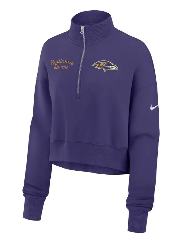 Nike Baltimore Ravens Phoenix Nfl Cropped Quarter-zip Crew - Purple