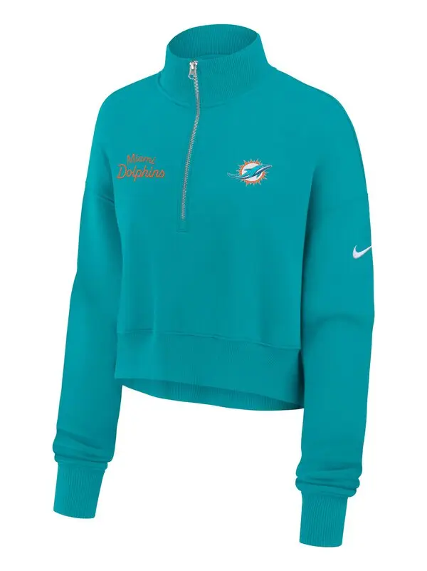 Nike Miami Dolphins Phoenix Nfl Cropped 1/4-zip Crew - Green