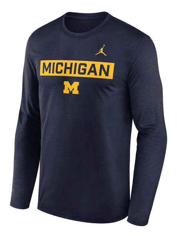 JORDAN Michigan Primetime Legend 2-hit Brand Dri-fit College Long-sleeve T-shirt - Blue