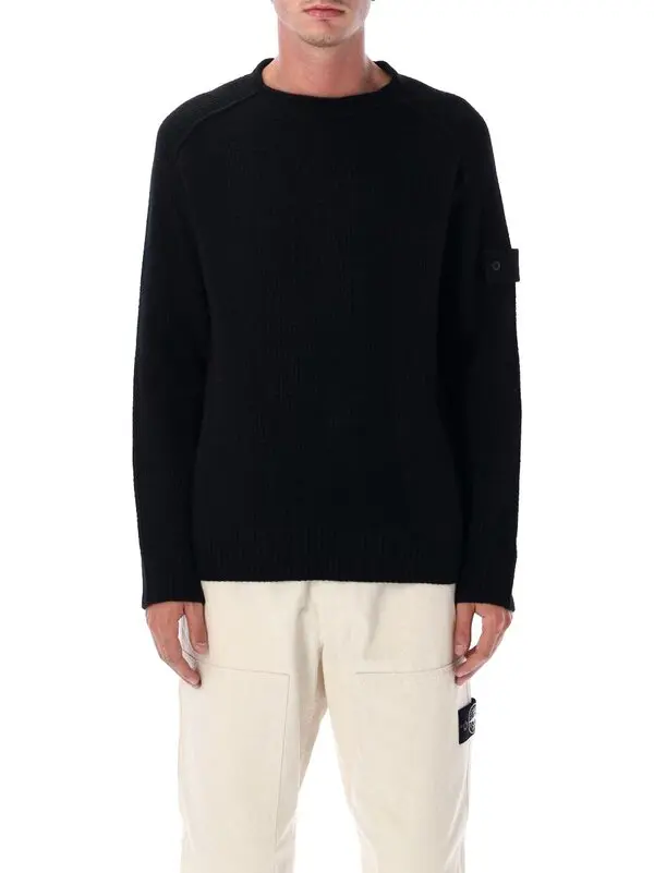 Stone Island Wool Fisherman Rib Pullover - Black