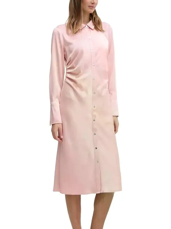 Dkny Satin-paneled Button-front Midi Dress - Pink