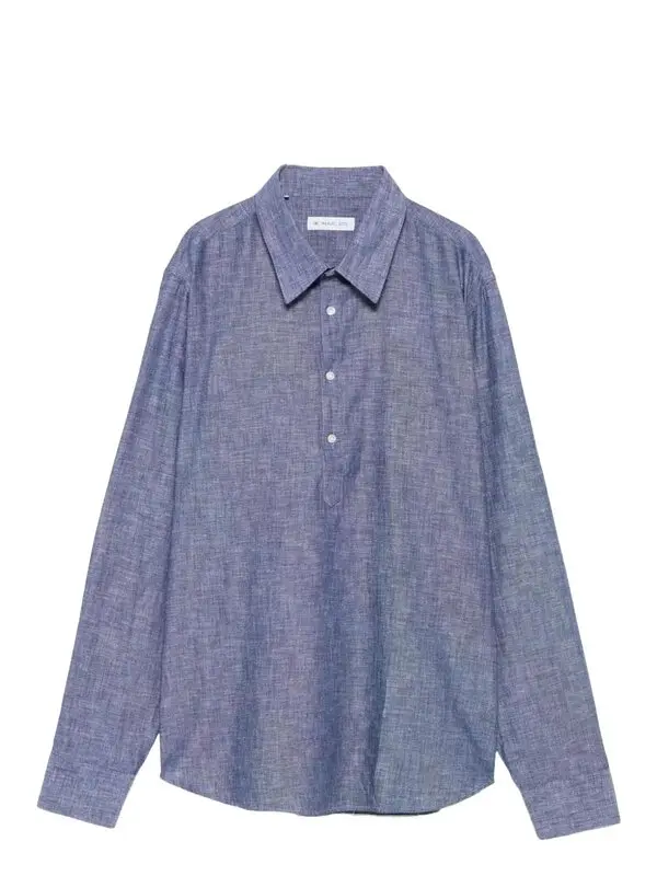 MANUEL RITZ Half-placket Shirt - Blue