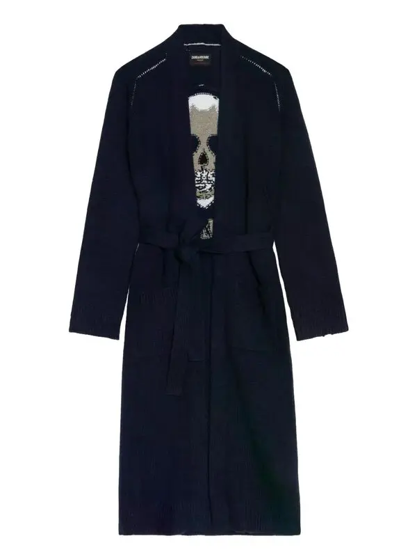 Zadig&Voltaire Skull-intarsia Belted Cardigan Coat - Blue