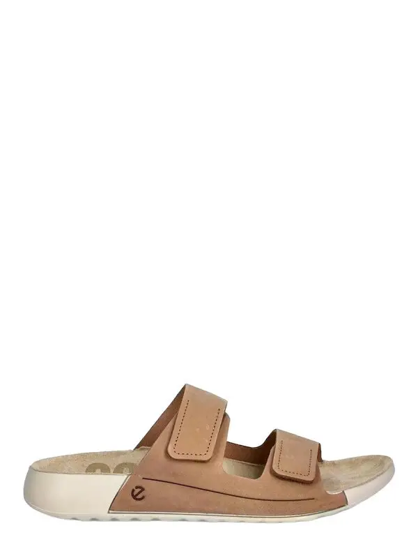 Ecco Cozmo Leather Double-strap Slides - Brown