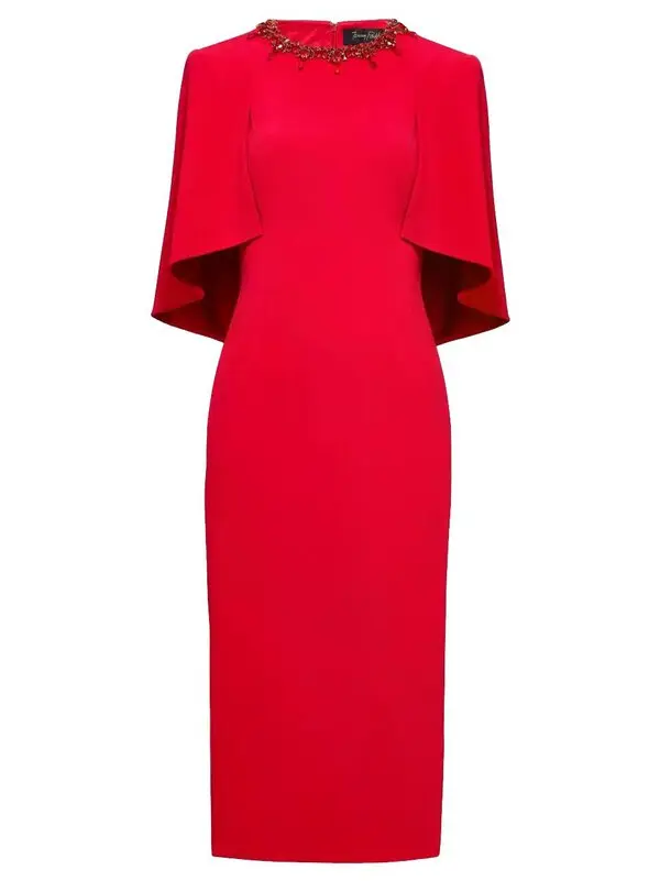 Jenny Packham Ursa Embellished-neck Midi Dress - Red
