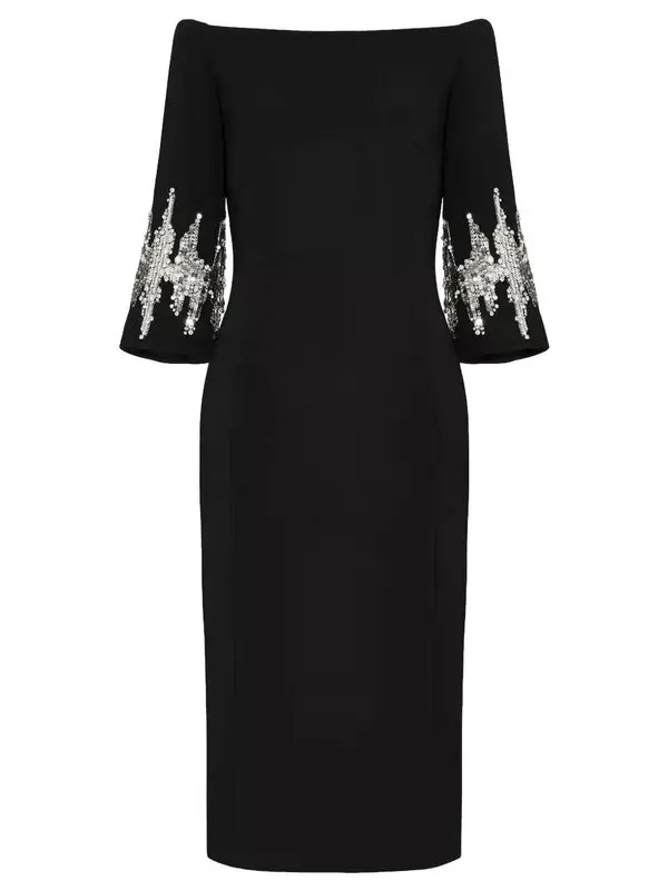 Jenny Packham Aster Sequin-embellished Midi Dress - Black